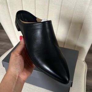 Ecco | Shoes | Ecco Black Leather Pointy Ballerina Mules 4 | Poshmark